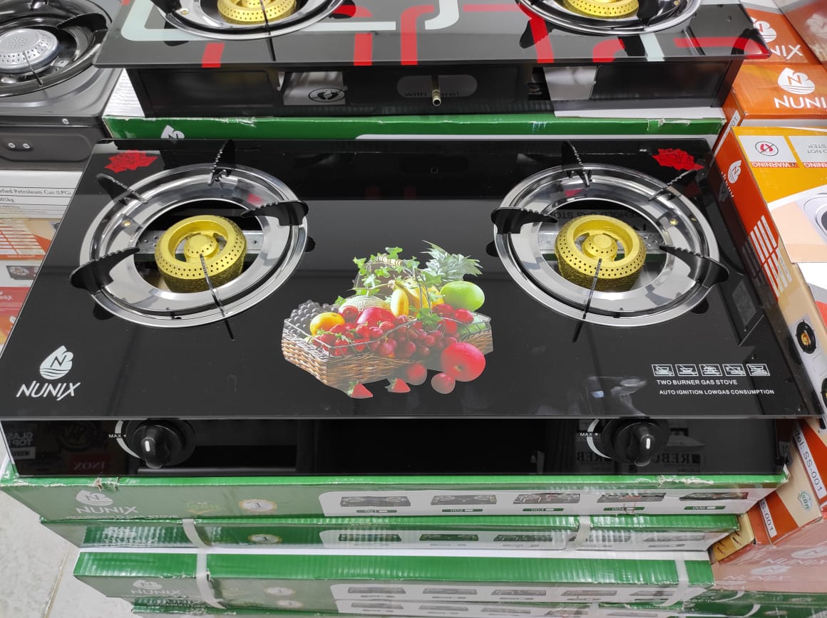 Nunix Gas-stove Double Burner Glass Top – Brook Stores